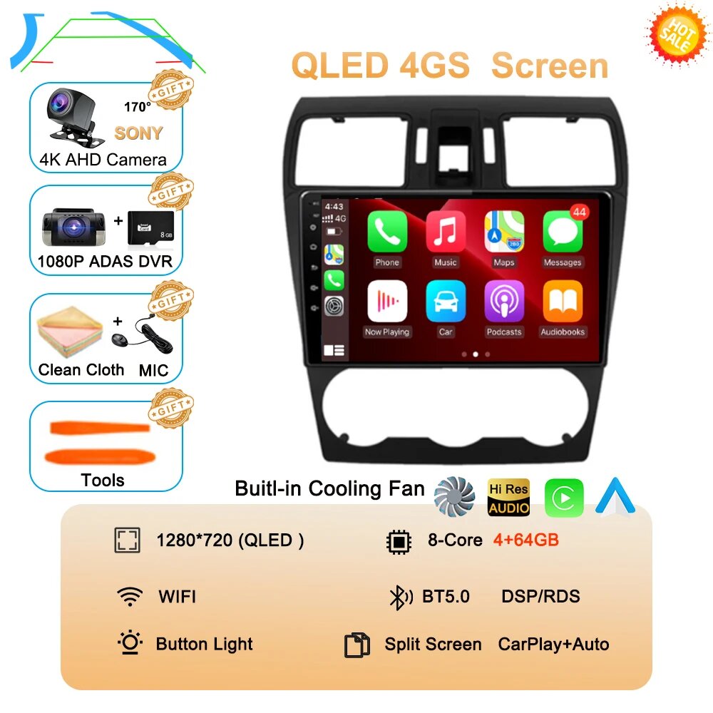 Автомобильная стереосистема Android 15 для Subaru Forester 4 SJ XV 2012-2015 4G Мультимедийный видеоплеер Навигация GPS Carplay 360 Камера 4G 64G AHD DVR