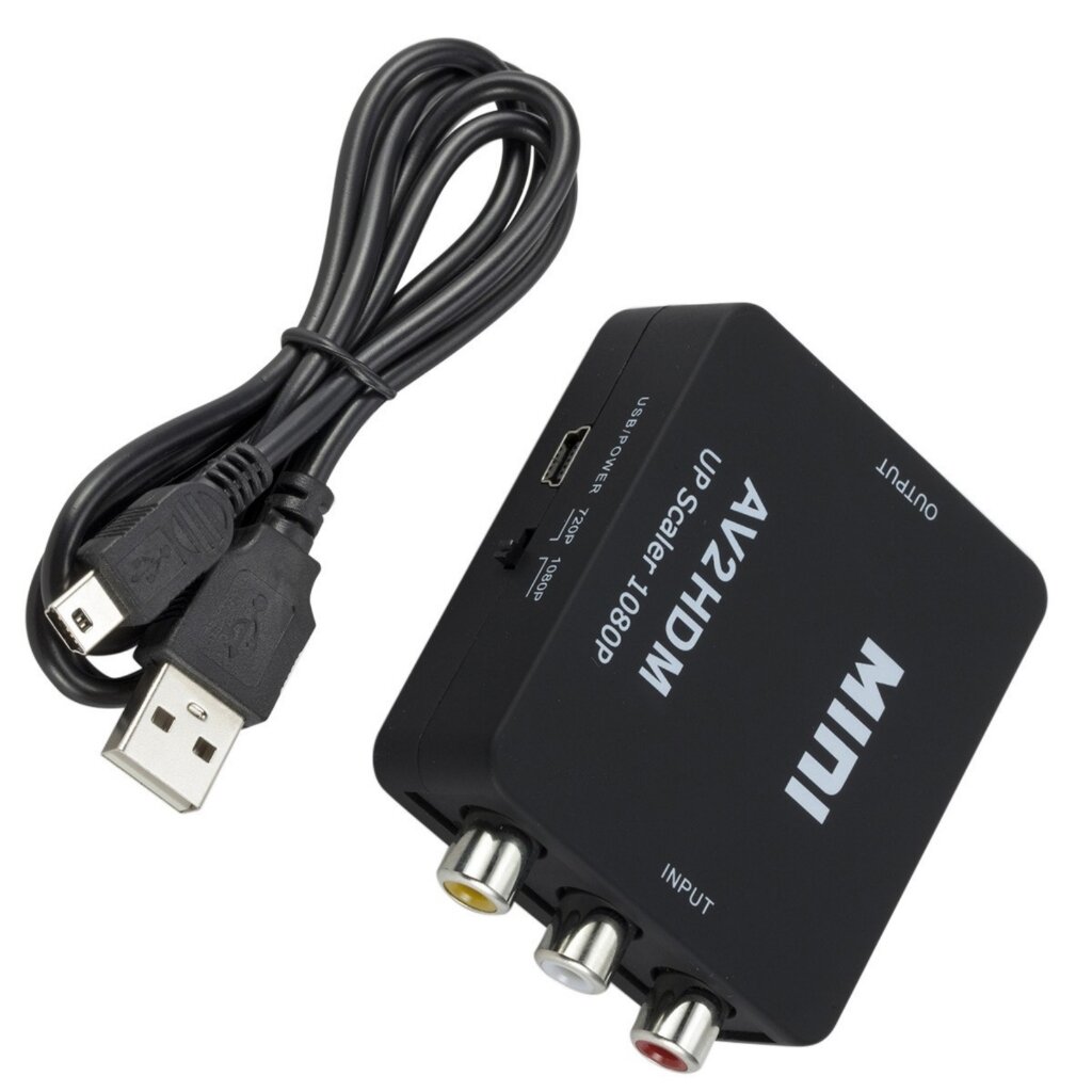 Конвертер аудио и видео с порта AV 3RCA в HDMI1080P-черный