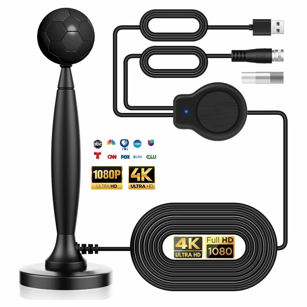 Цифровая антенна HDTV для всех смарт-телевизоров и старых моделей с усилителем для смарт-телевизоров для местных каналов в помещении, поддерживает 4K 1080P DVB-T2