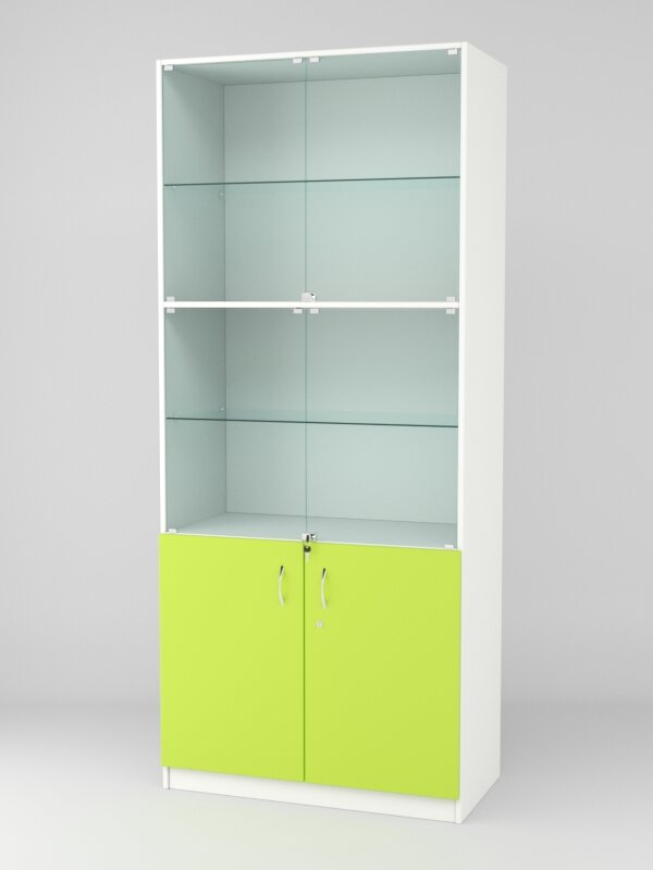 Витрина для аптек №4-1 задняя стенка ДВП, Белый-Лайм. Производитель товара - компания Westcom.