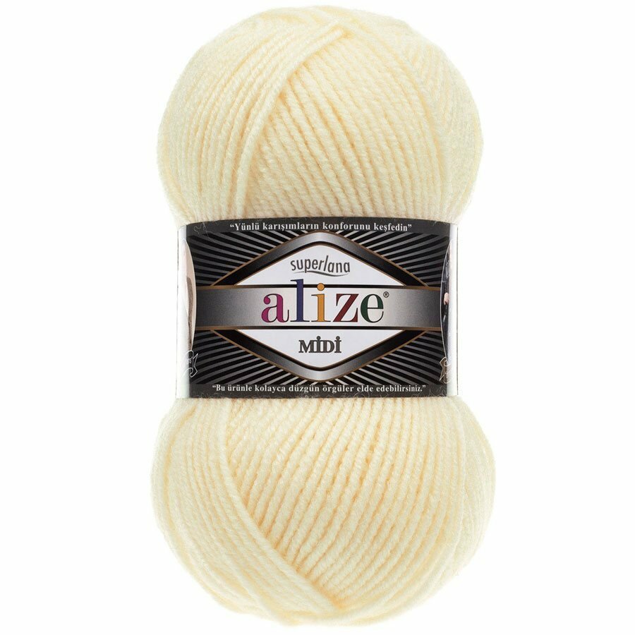 Пряжа Alize SUPERLANA MIDI 394 слоновая кость (5 мотков)