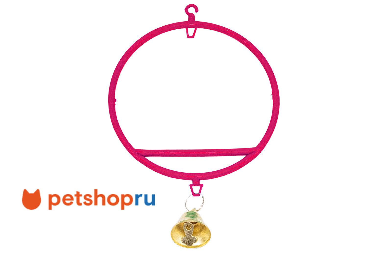 Yami-Yami Качели для птиц "Кольцо" с колокольчиком, 12*8*19 см, рубиновый