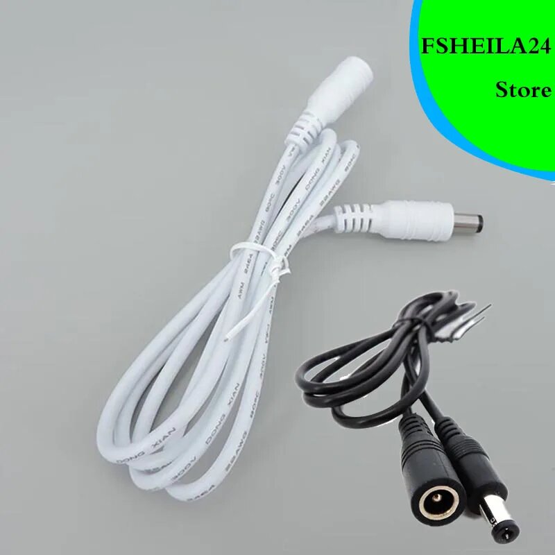 Кабель питания постоянного тока 5/12 В 20/22AWG 1/3/5/10 м белый/черный 5,5x2,1 мм white 1.5M 22awg