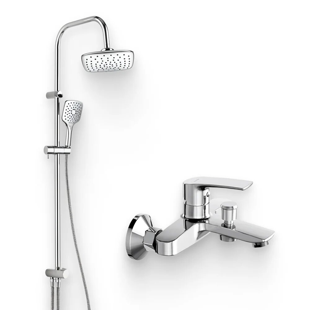 Душевой комплект Смеситель Damixa Eclipse 481000000, хром / Стойка 931000000, хром