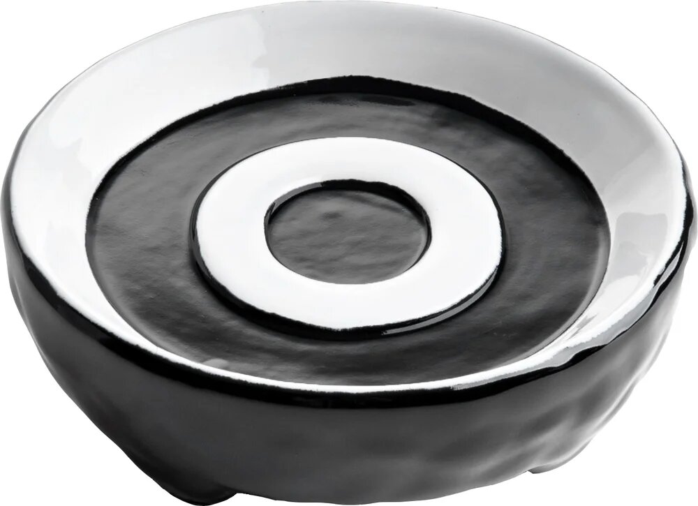 Мыльница Moroshka Irony xx010-09 керамическая, настольная, черная, круглая