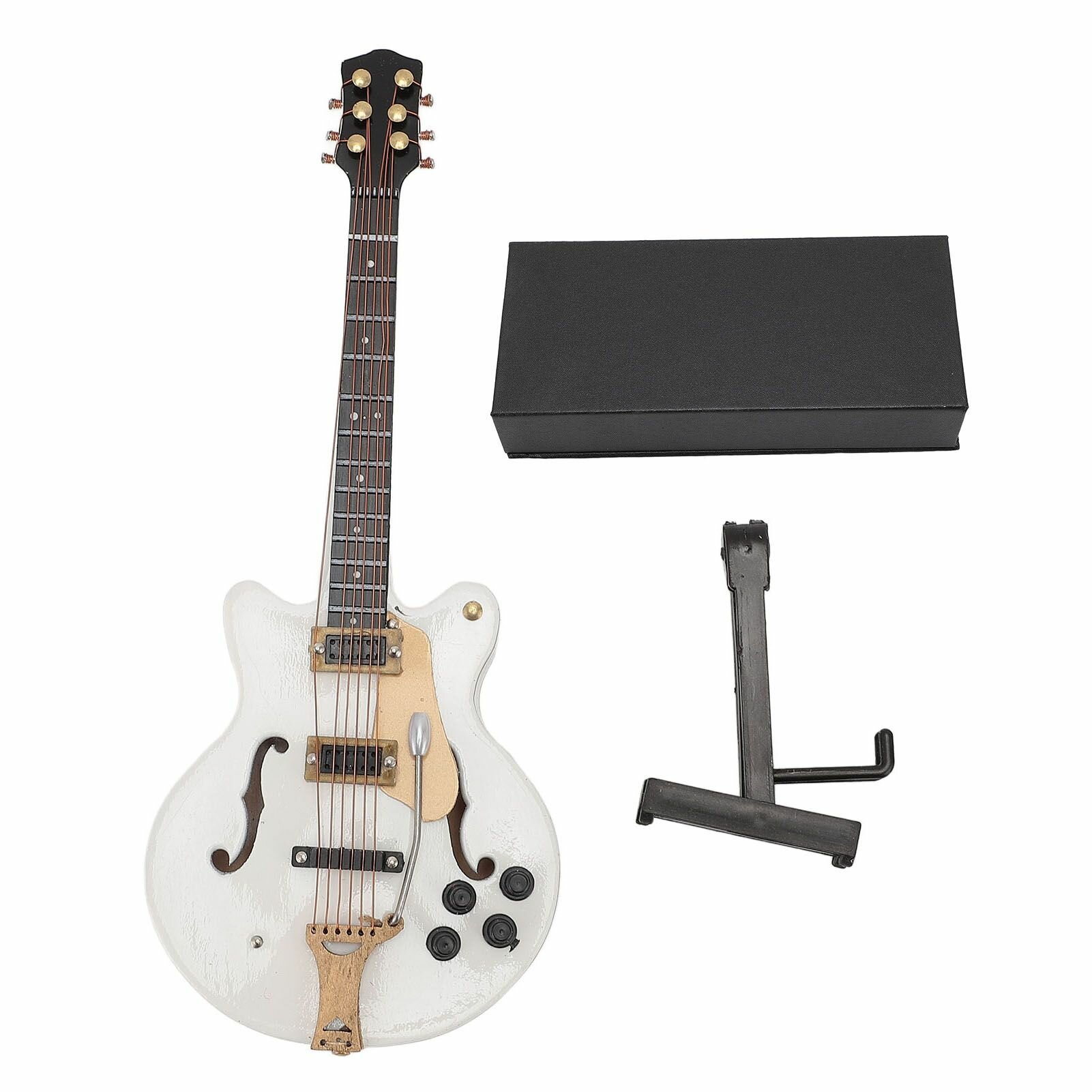 Деревянная миниатюрная гитара с футляром, коллекционная полая мини-модель музыкального инструмента для украшения дома