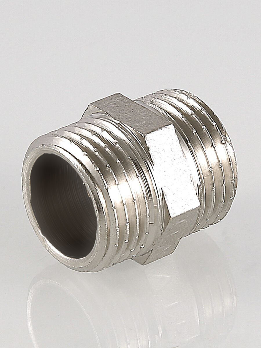 Ниппель VALTEC 2" наружная резьба два дюйма, латунь никелированная VTr.582. N.0009 — фото 1