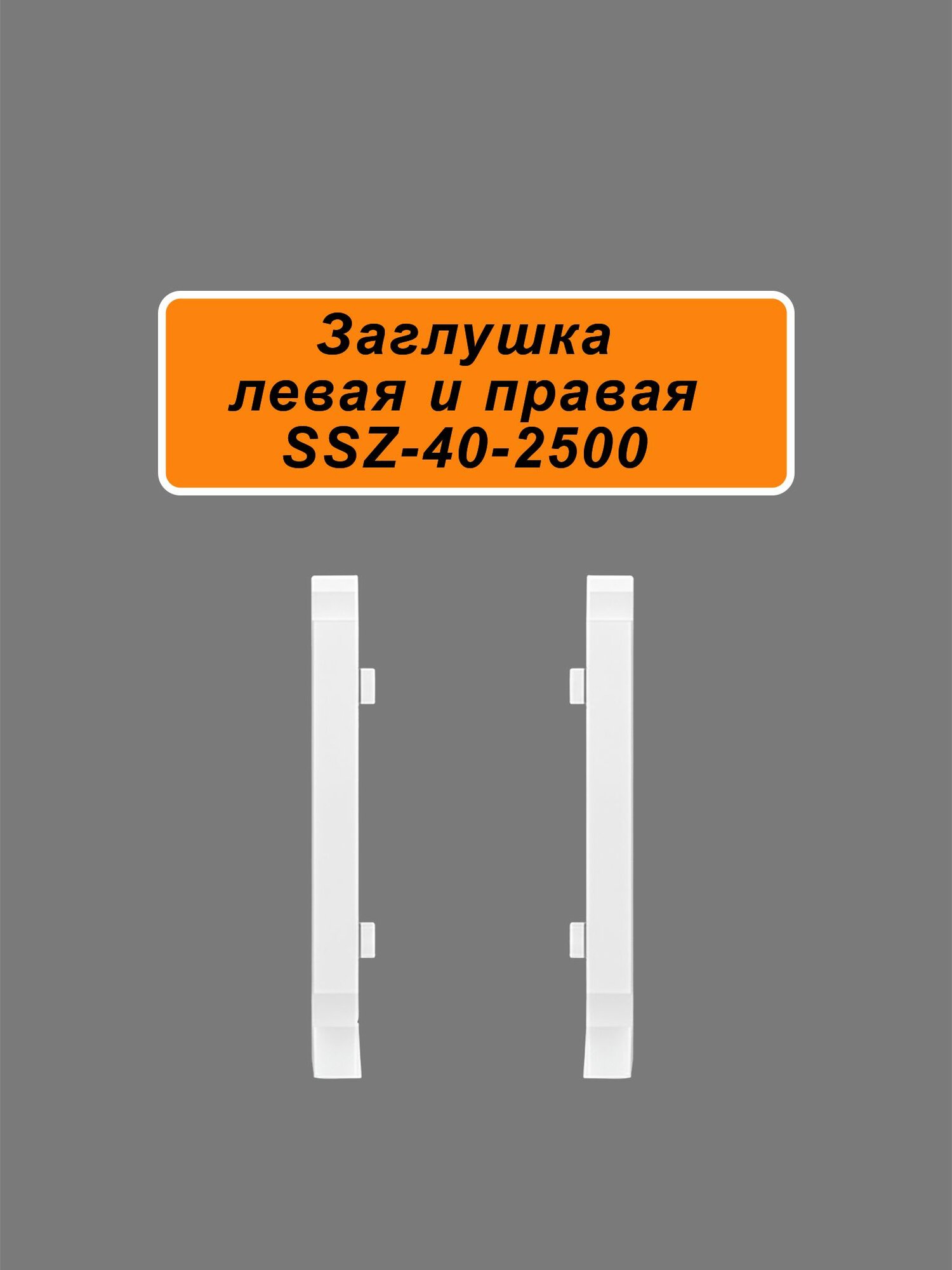 Заглушка левая и правая для напольного плинтуса SSZ-40-2500, Белый матовый, 2 шт