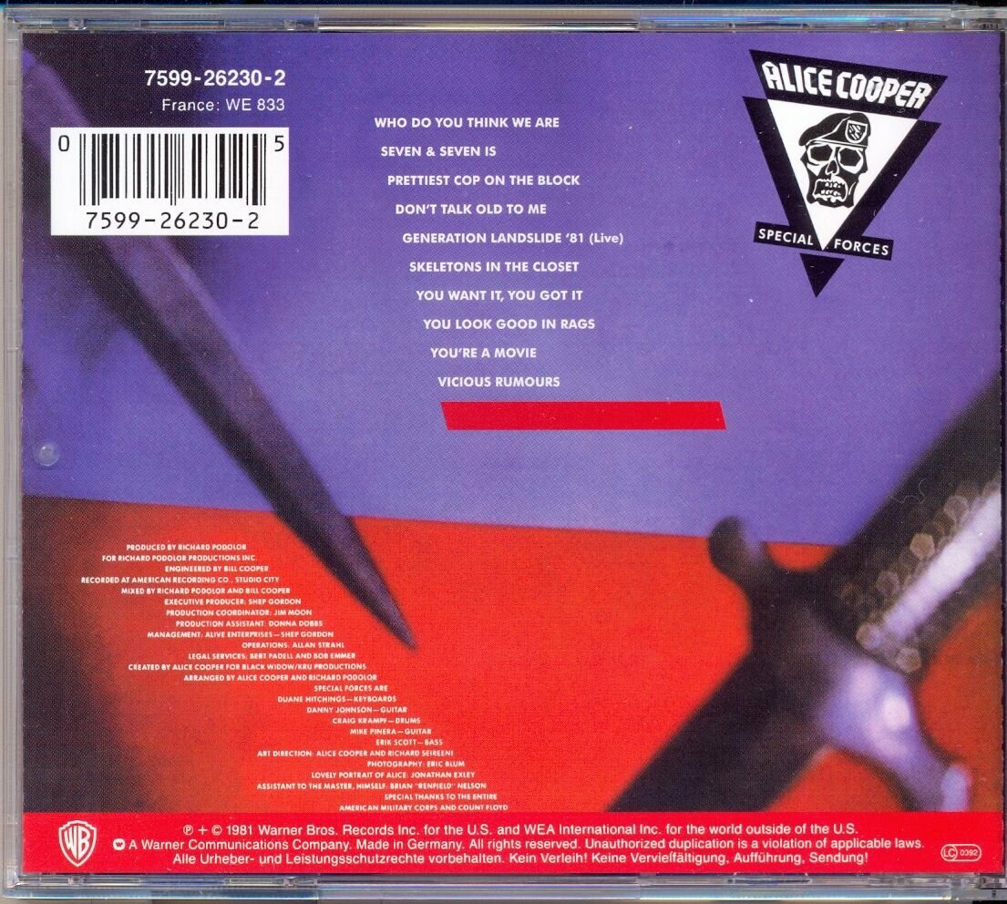 ALICE COOPER - Special Forces 1981 г. Компакт диск — фото 1