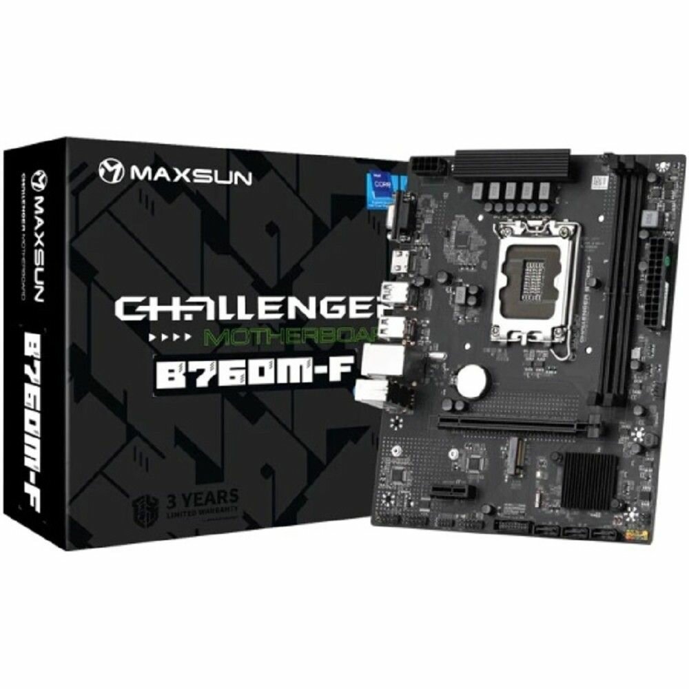 Материнская плата MAXSUN MS-Challenger B760M-F LGA1700, mATX, 2xDDR4, HDMI+VGA, 1хM,2, LAN 1Gb, RTL