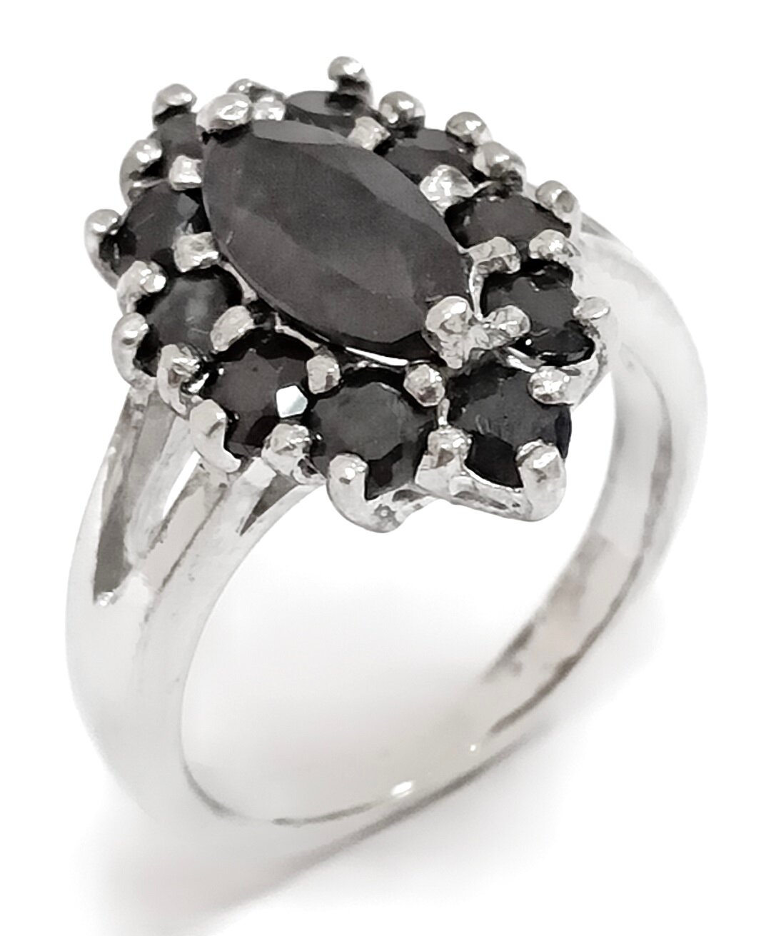 Кольцо, серебро, 925 проба, родирование, сапфир