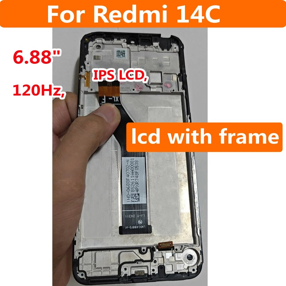 Лучший новый для Xiaomi Redmi 14C IPS ЖК-дисплей, сенсорная панель, дигитайзер в LCD with frame