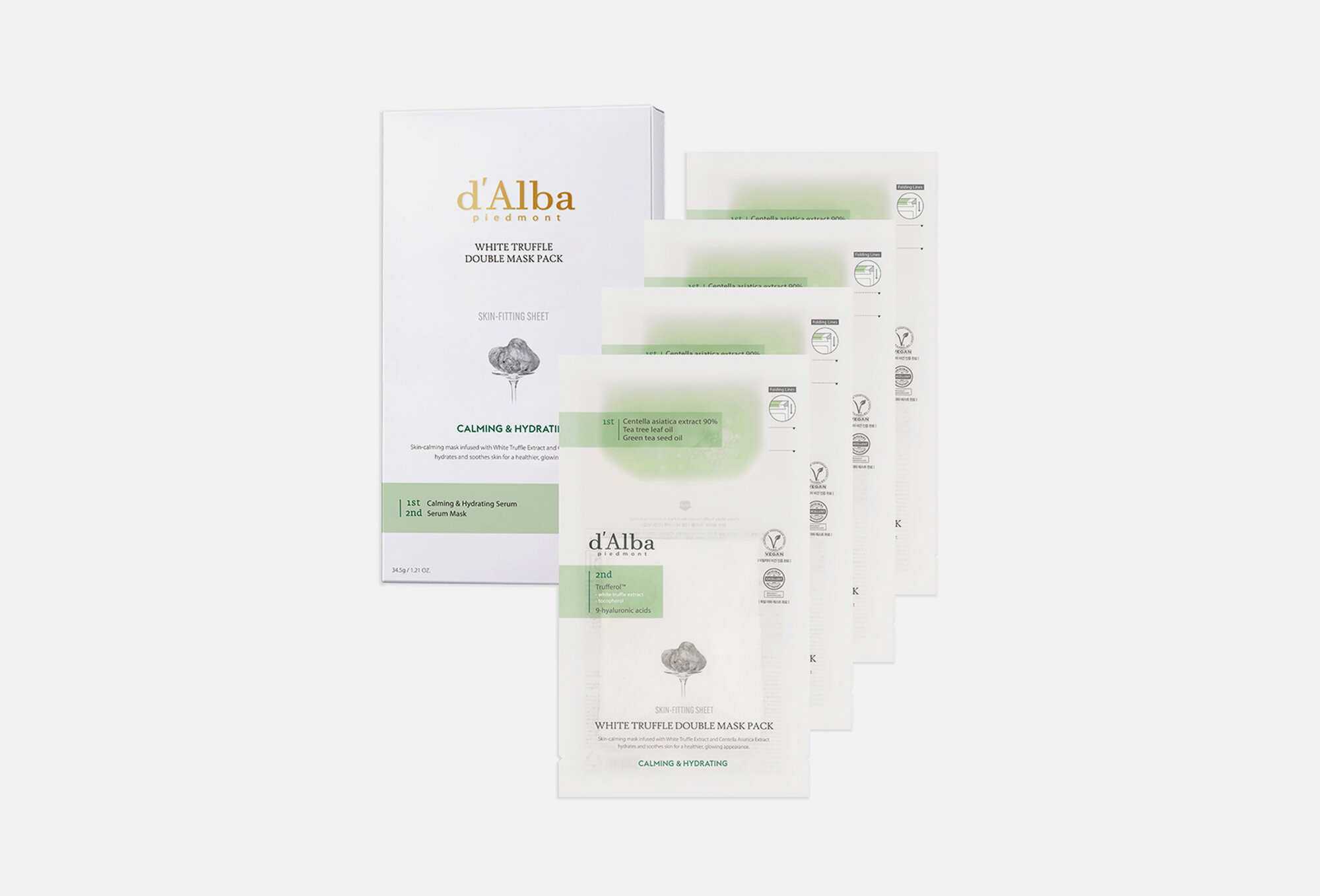 Набор успокаивающих масок для лица D'ALBA White Truffle Double Mask Pack прозрачный