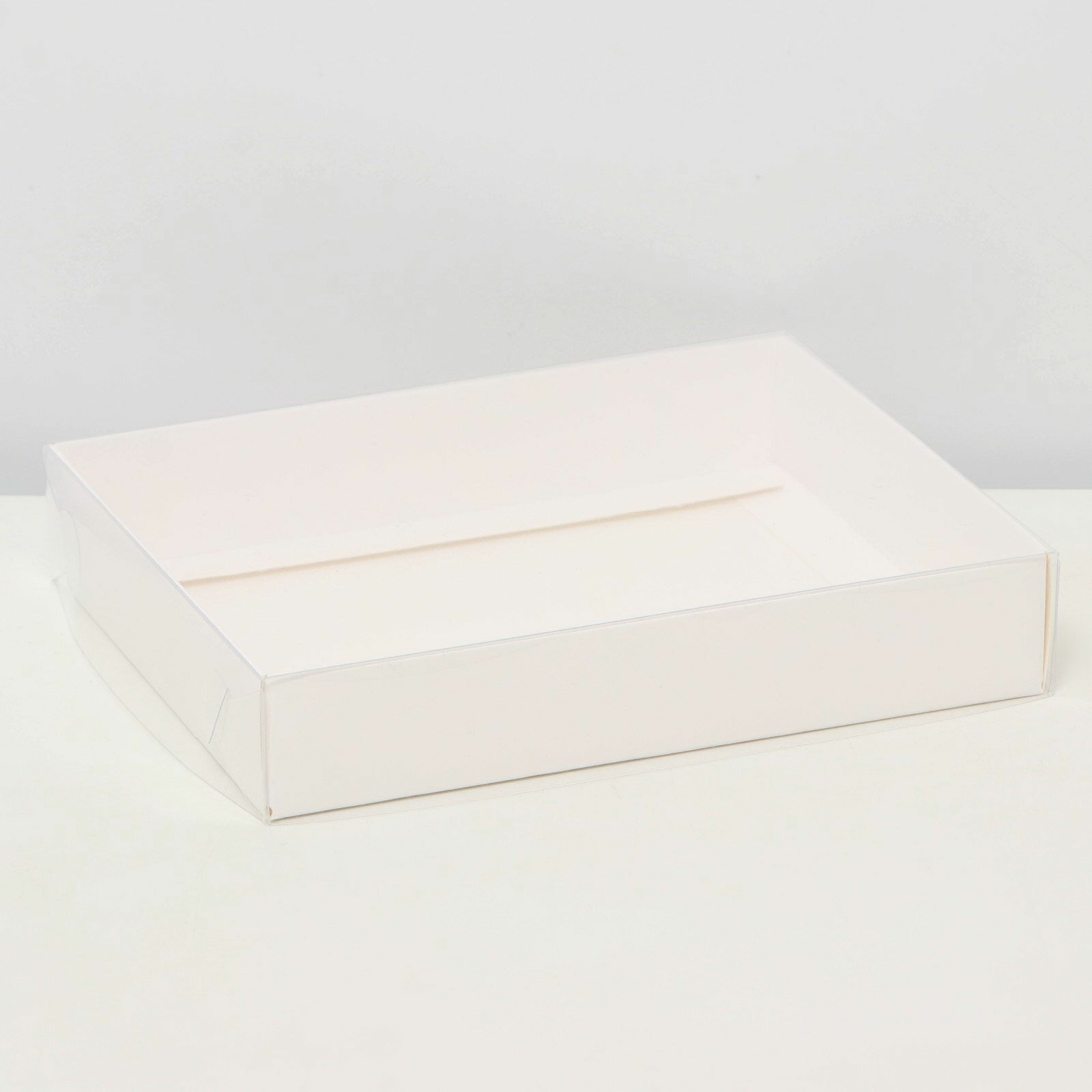 Коробочка сборная с прозрачной крышкой 16x13x3 см, белая, тематика праздника: 14 февраля, 5 шт.