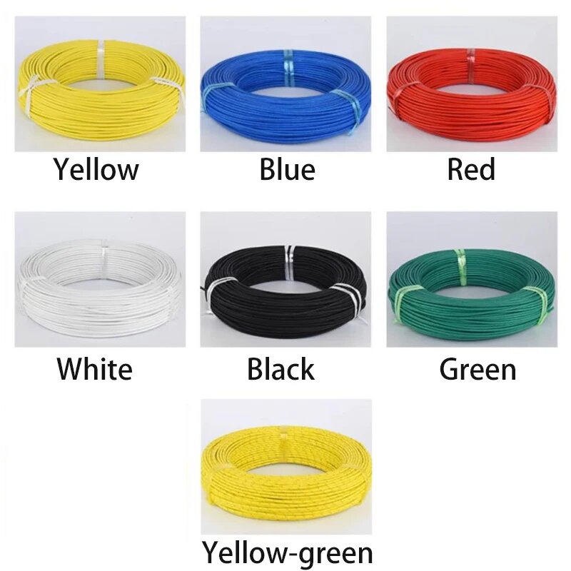 Высокотемпературный силиконовый провод с тканевой оплеткой 0.3/0.35/0.5/0.75/1/1.5/2/2.5/4/6~25 кв. мм 0.35 square mm(5 M), Black