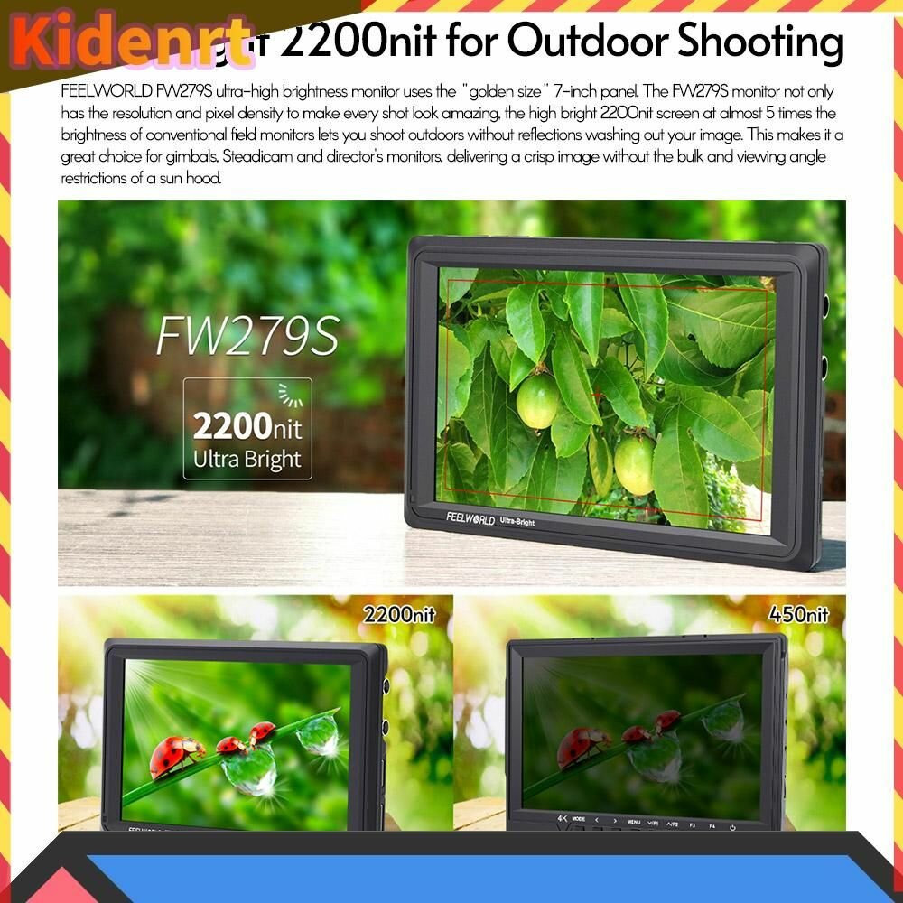 FEELWORLD FW279S, 7 дюймовый экран, ультра яркий 2200nit, для съемок на улице