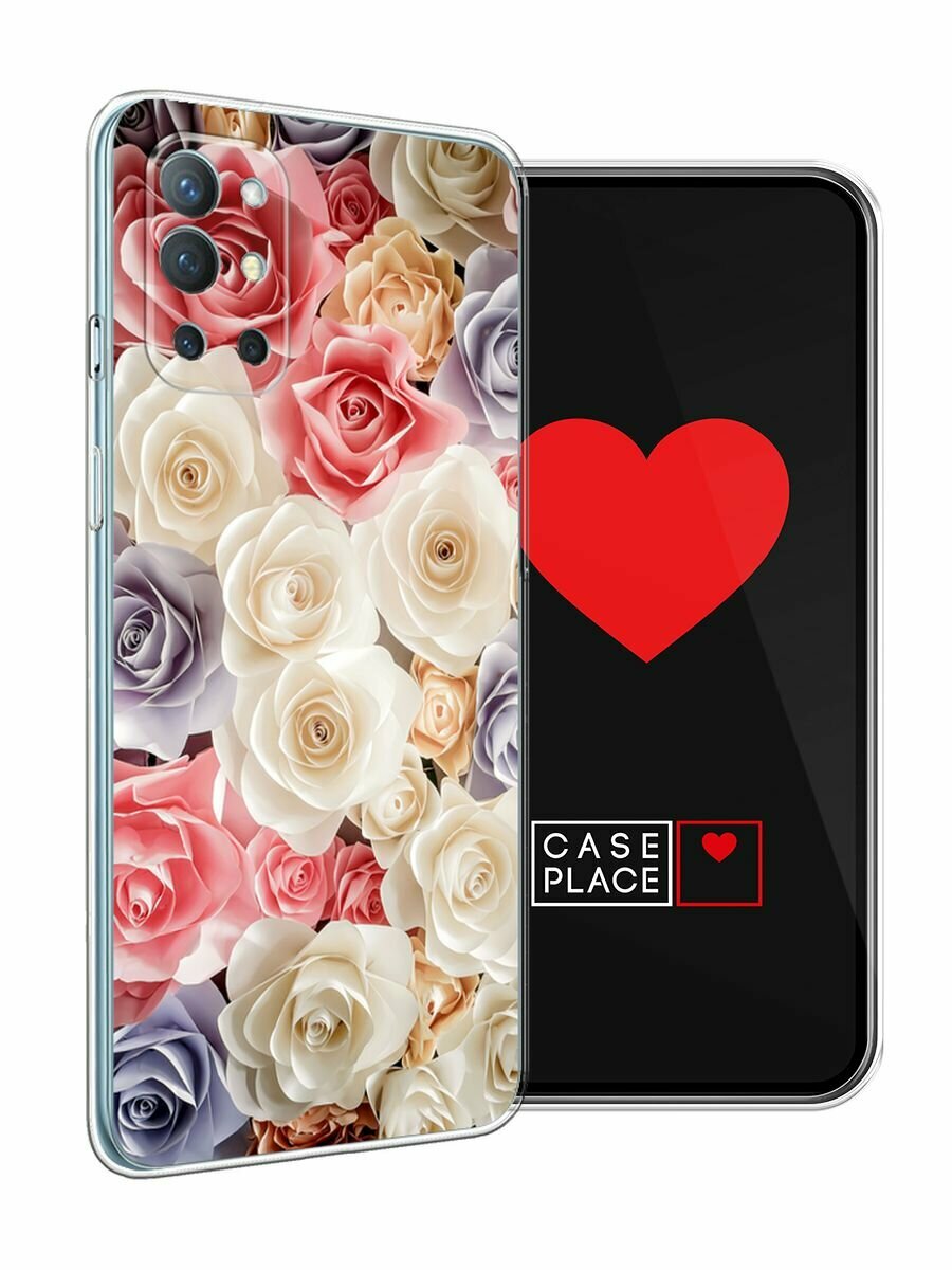 Чехол на OnePlus 9R / ВанПлас 9R с принтом "Пастельные розы" — фото 1