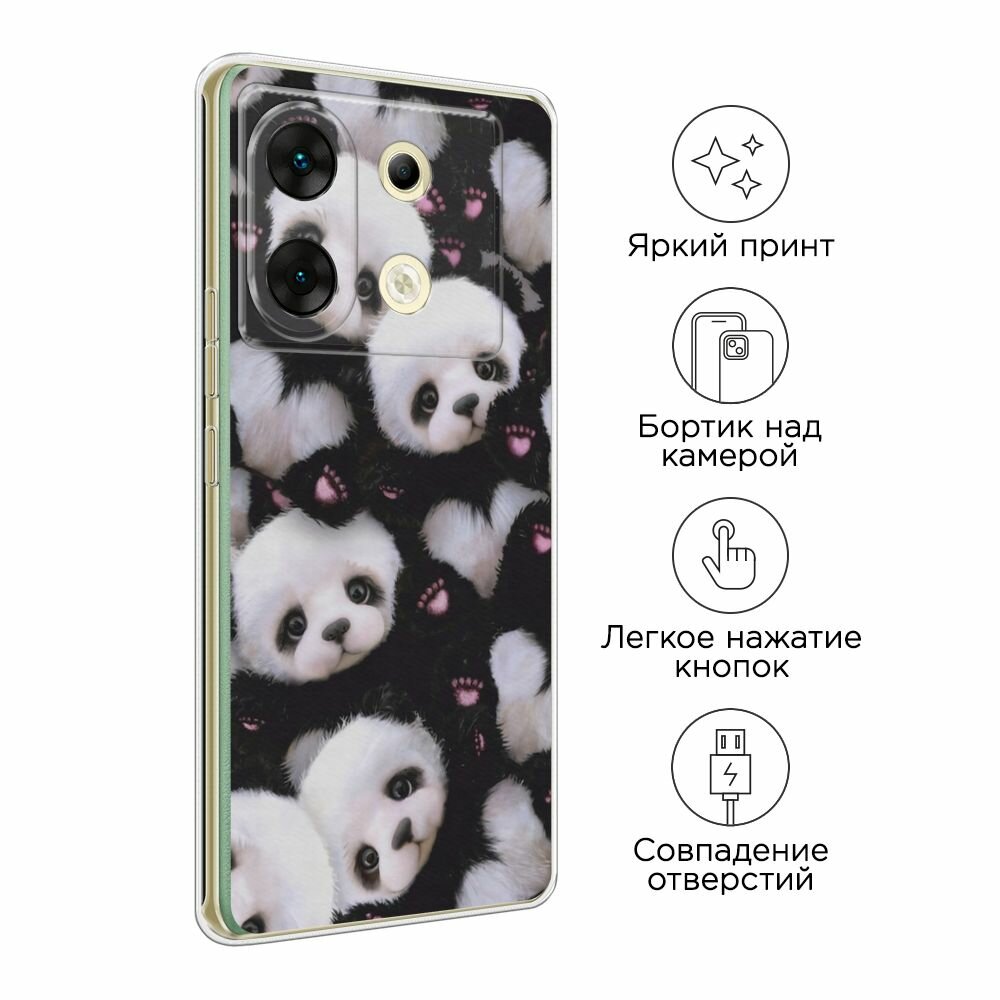 Чехол на Infinix Zero 30 5G / Инфиникс Зеро 30 5G с принтом "Море панд" — фото 1
