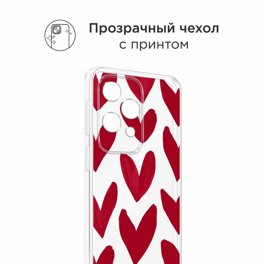 Чехол на Samsung Galaxy Note 9 / Самсунг Галакси Нот 9 с принтом "Красные сердечки рисунок - 14 февраля", прозрачный — фото 1