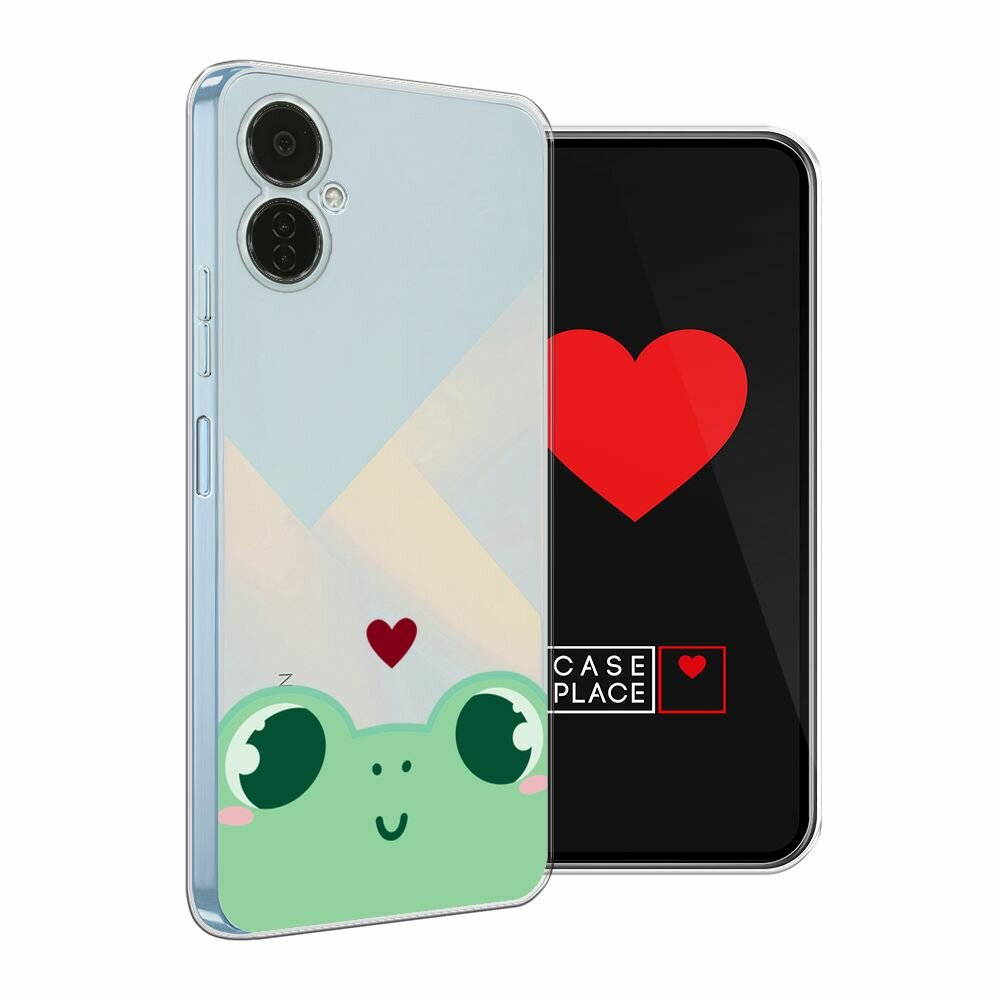 Чехол на Tecno Camon 19 Neo / Техно Камон 19 Нео с принтом "Влюблённая лягушка - 14 февраля", прозрачный — фото 1