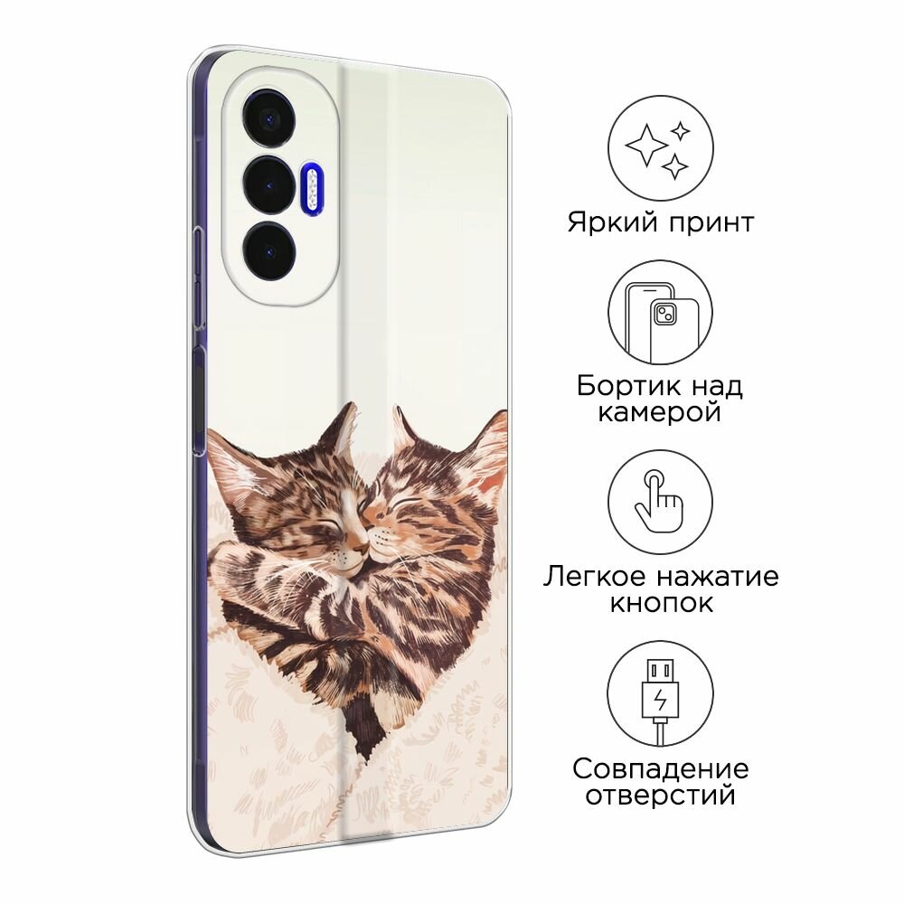 Чехол на Tecno Pova 3 / Текно Пова 3 с принтом "Влюбленные котейки - 14 февраля" — фото 1