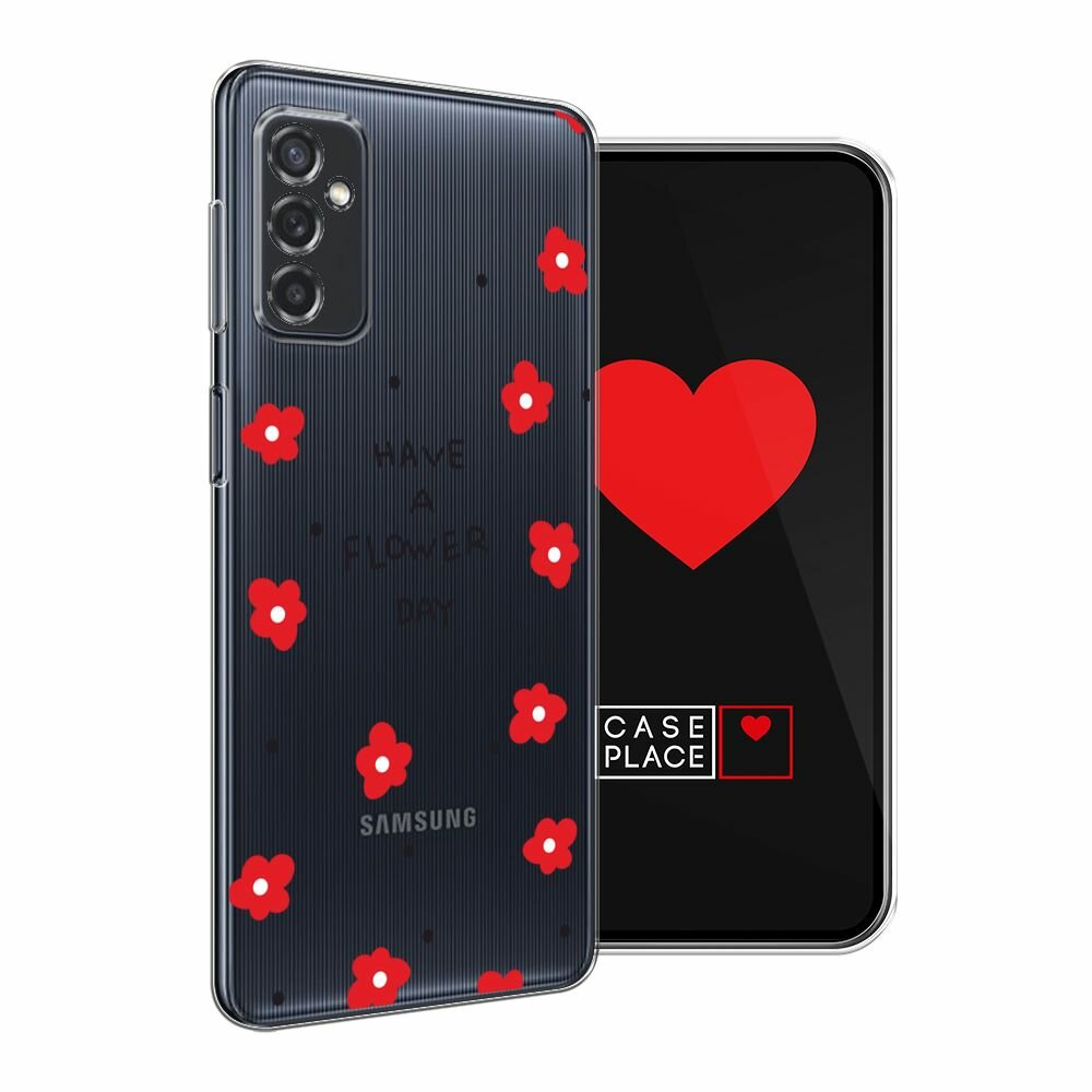 Чехол на Samsung Galaxy M52 / Самсунг Галакси M52 с принтом "Have a flower day 2", прозрачный — фото 1