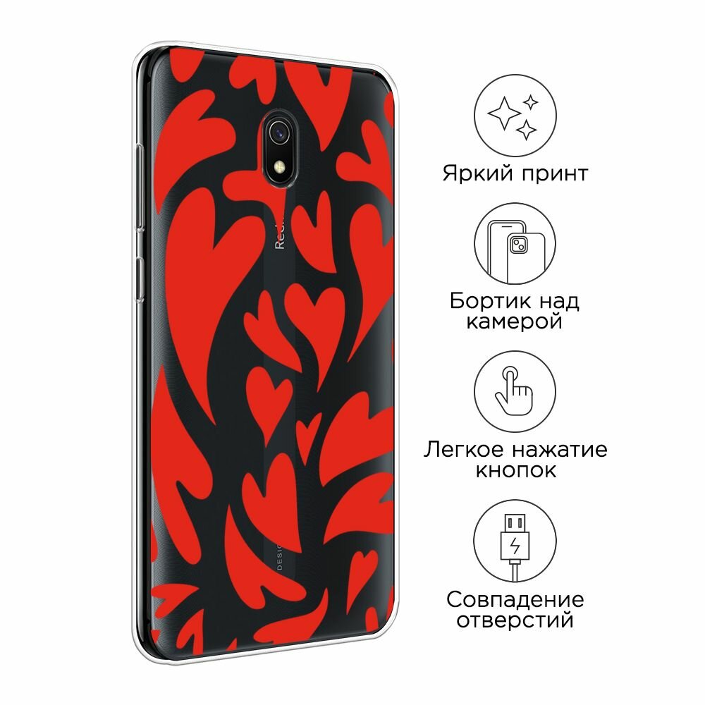 Чехол на Xiaomi Redmi 8A / Сяоми Редми 8А с принтом "Crazy hearts 2 - 14 февраля", прозрачный — фото 1