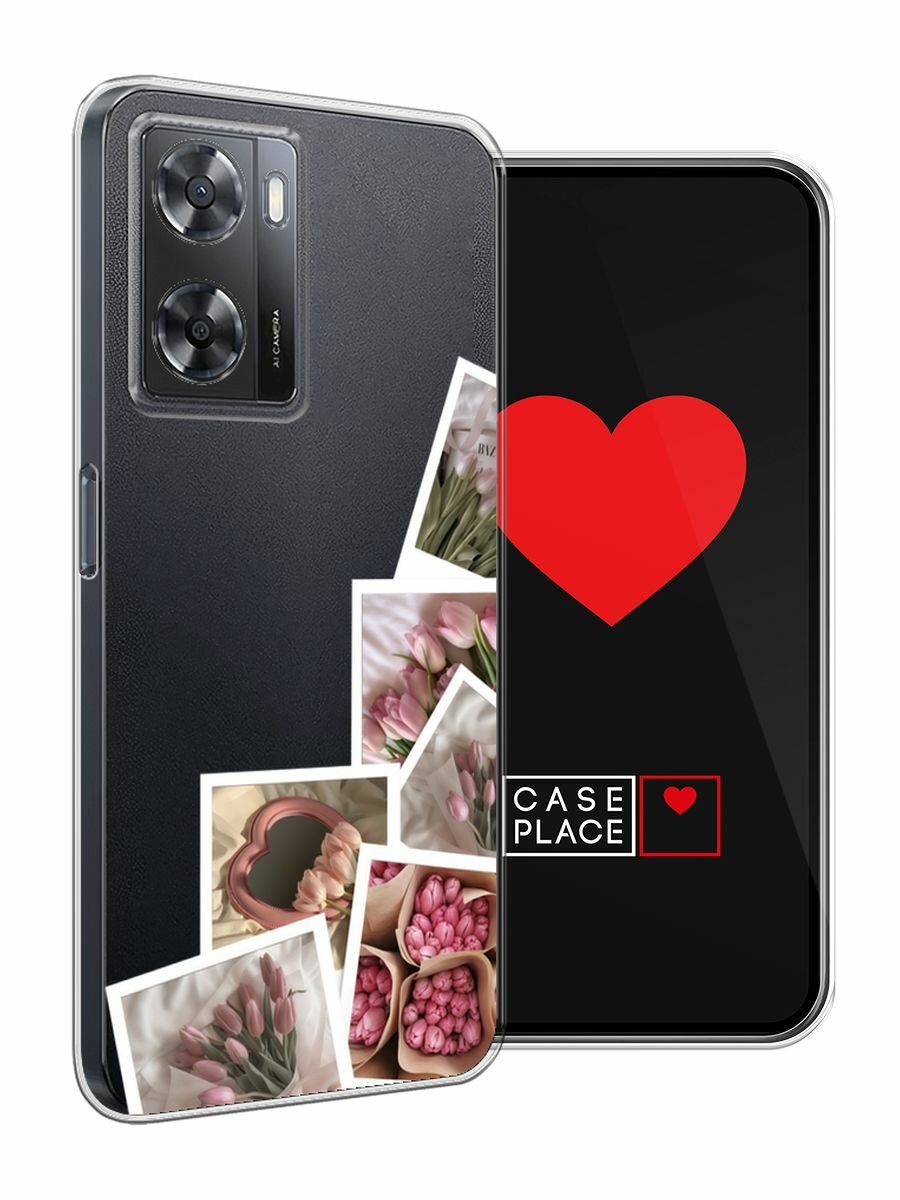 Чехол на Oppo A57 4G/A77 4G/A77s 4G/A57s / Оппо А57 4G с принтом "Весенние фото - 8 марта", прозрачный — фото 1