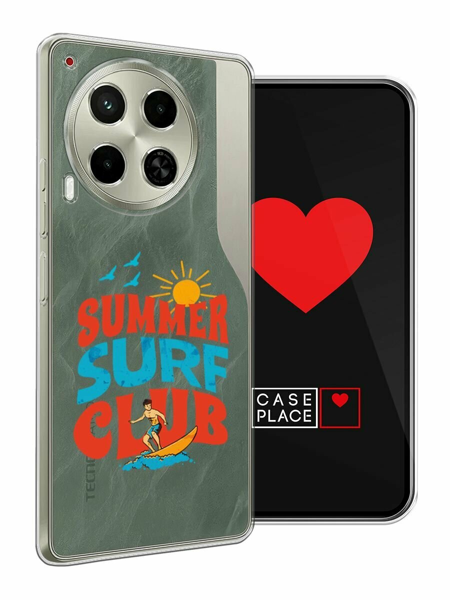Чехол на Tecno Camon 30 5G / Текно Камон 30 5G с принтом "Summer surf club", прозрачный — фото 1
