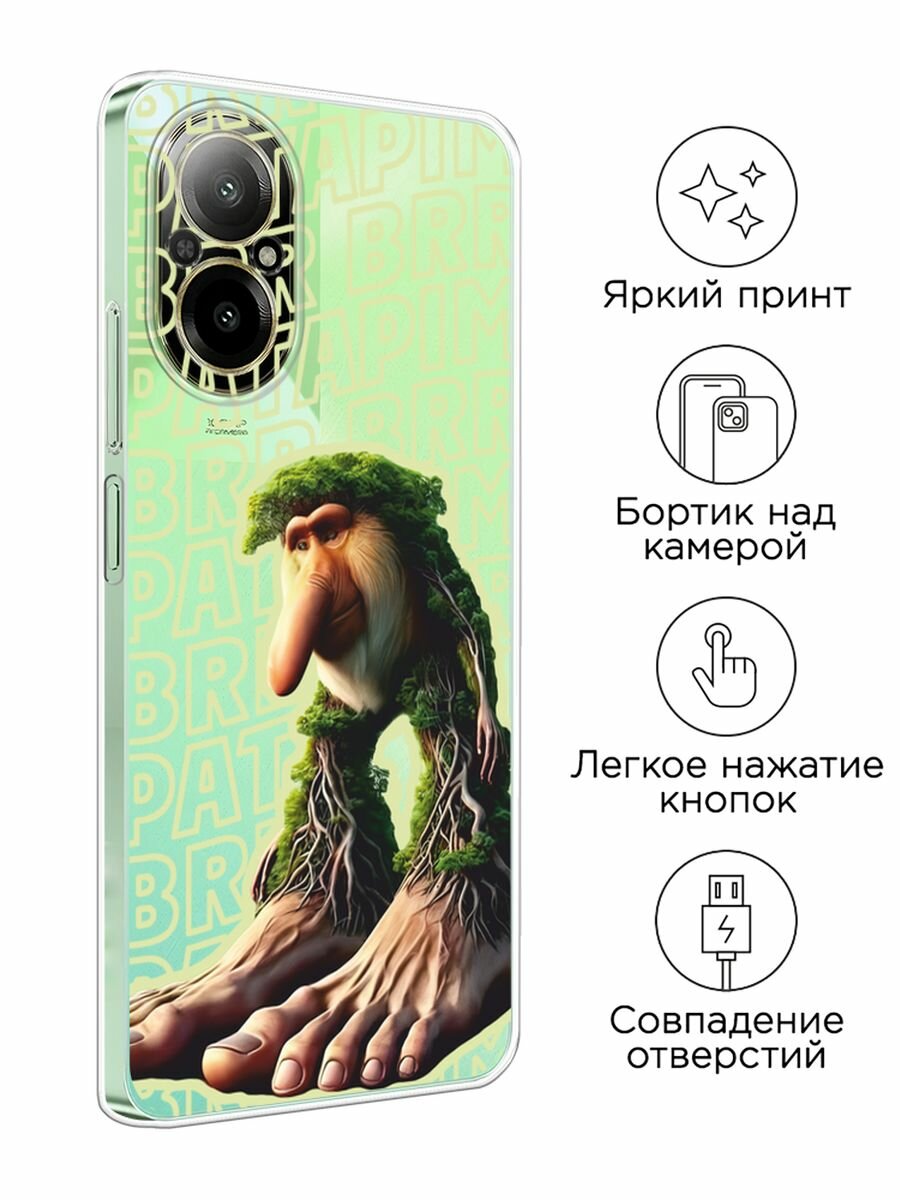 Чехол на Realme C67 4G / Реалми C67 4G с принтом "Брр брр патапим 2", прозрачный — фото 1