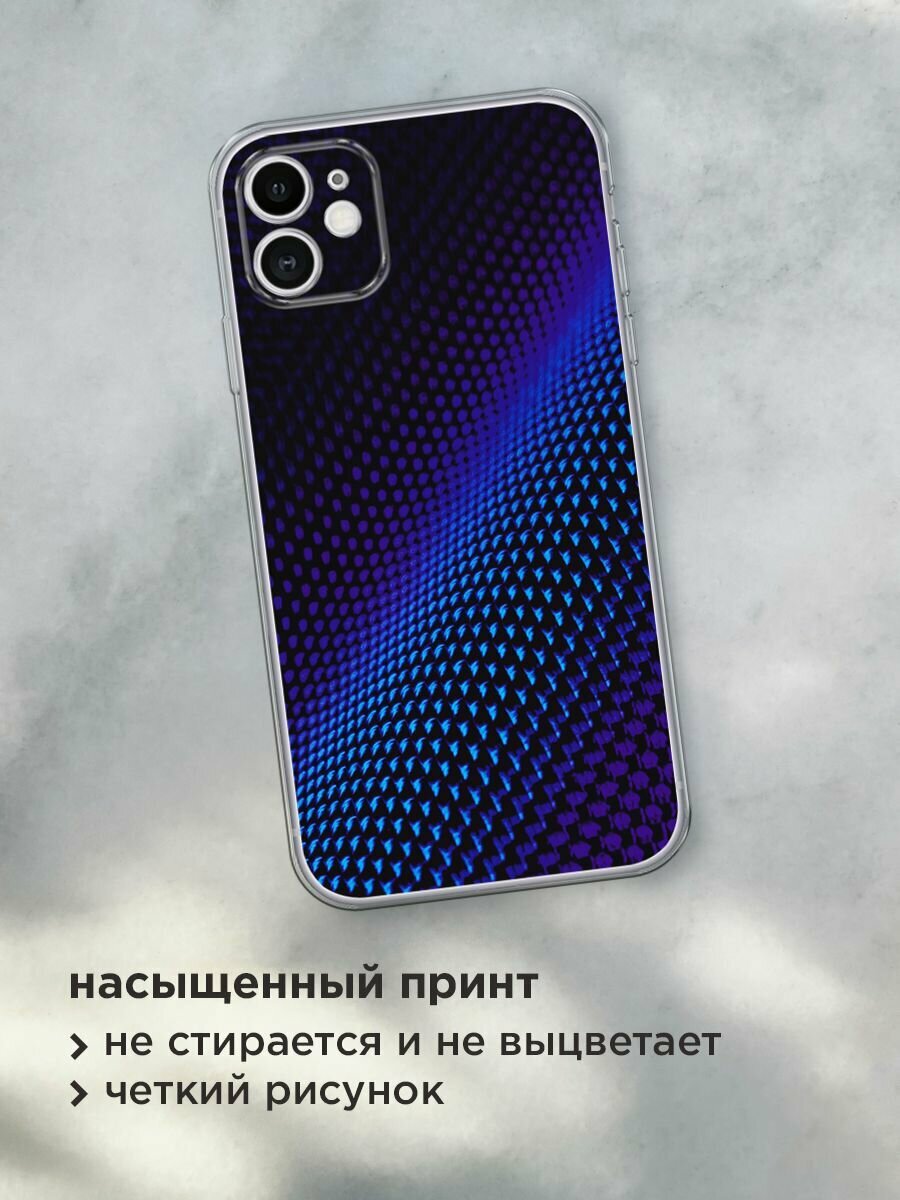 Чехол на Apple iPhone 11 / Айфон 11 с принтом "Синий карбон" — фото 1