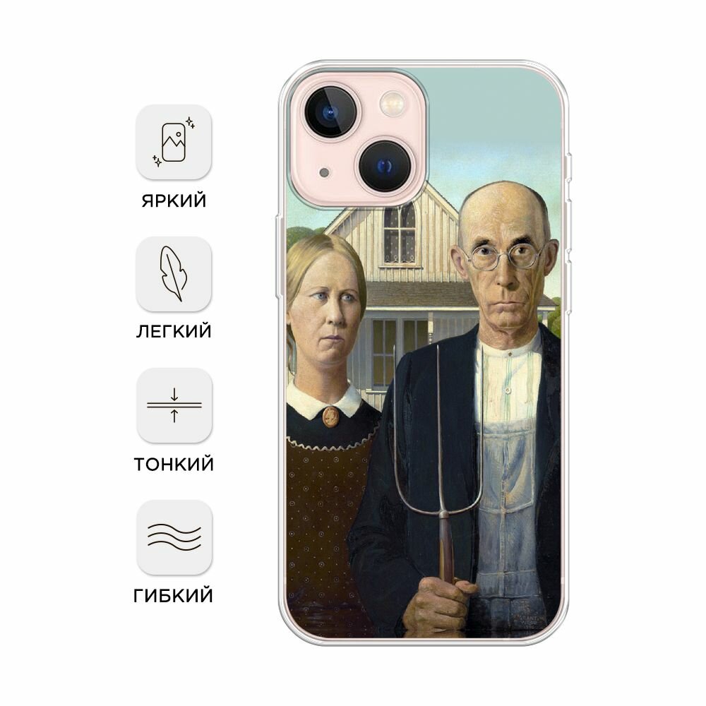 Чехол на Apple iPhone 13 mini / Айфон 13 мини с принтом Американская готика — фото 1