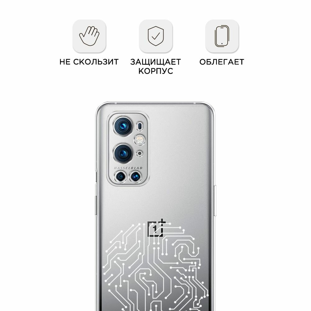 Чехол на OnePlus 9 Pro / ВанПлас 9 Про с принтом Мозг программиста, прозрачный — фото 1