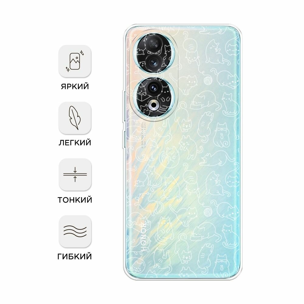 Чехол на Honor 90 / Хонор 90 с принтом "Шкодливые котики линии", прозрачный — фото 1