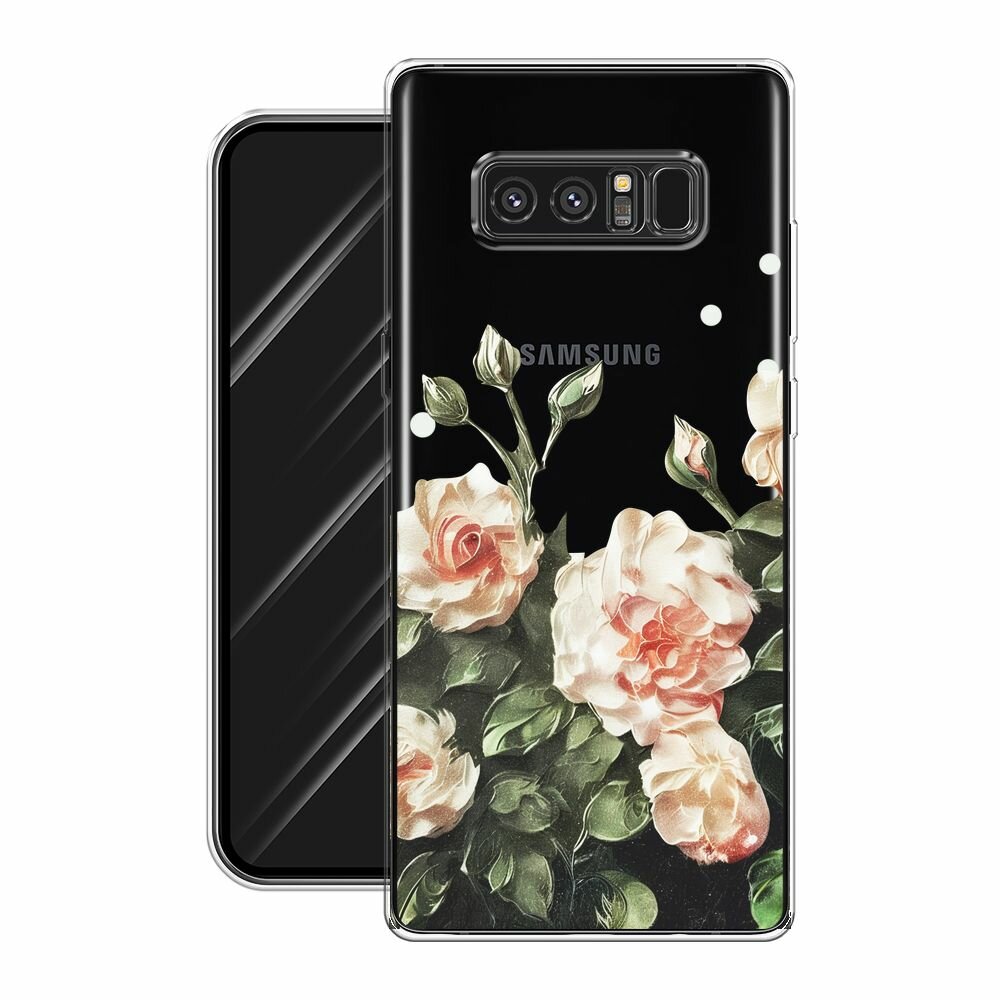 Чехол на Samsung Galaxy Note 8 / Самсунг Галакси Нот 8 с принтом "Цветочная картина 2", прозрачный — фото 1