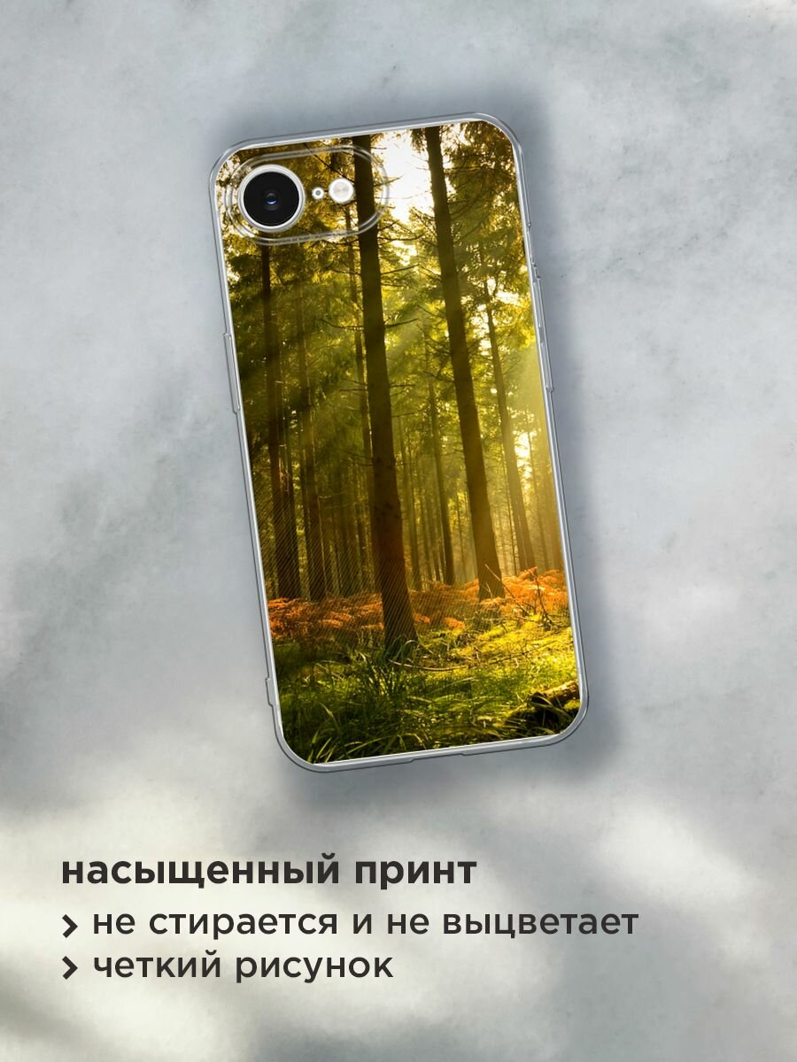 Силиконовый чехол на Apple iPhone 16e/17e / Айфон 16е/17e с принтом "Лес 7" — фото 1