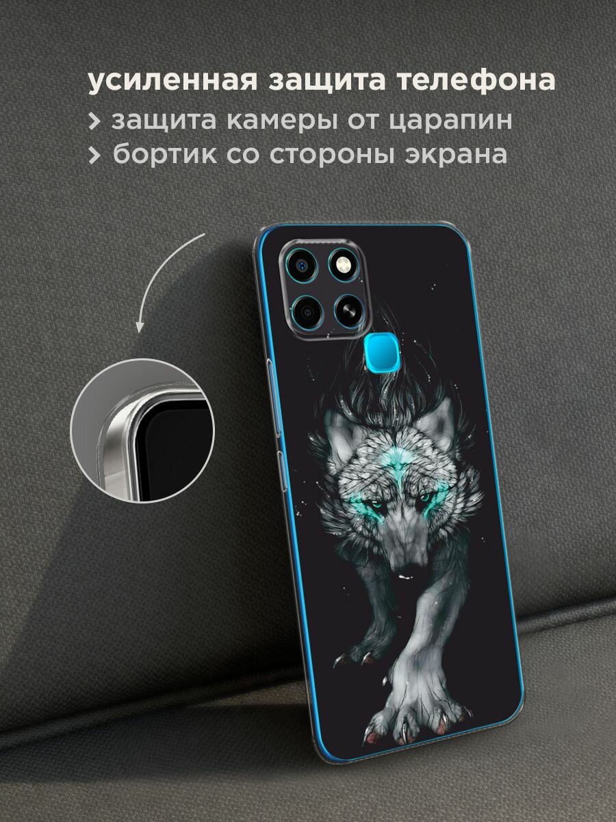 Чехол на Infinix Smart 6 / Инфиникс Смарт 6 с принтом "Крадущийся волк" — фото 1