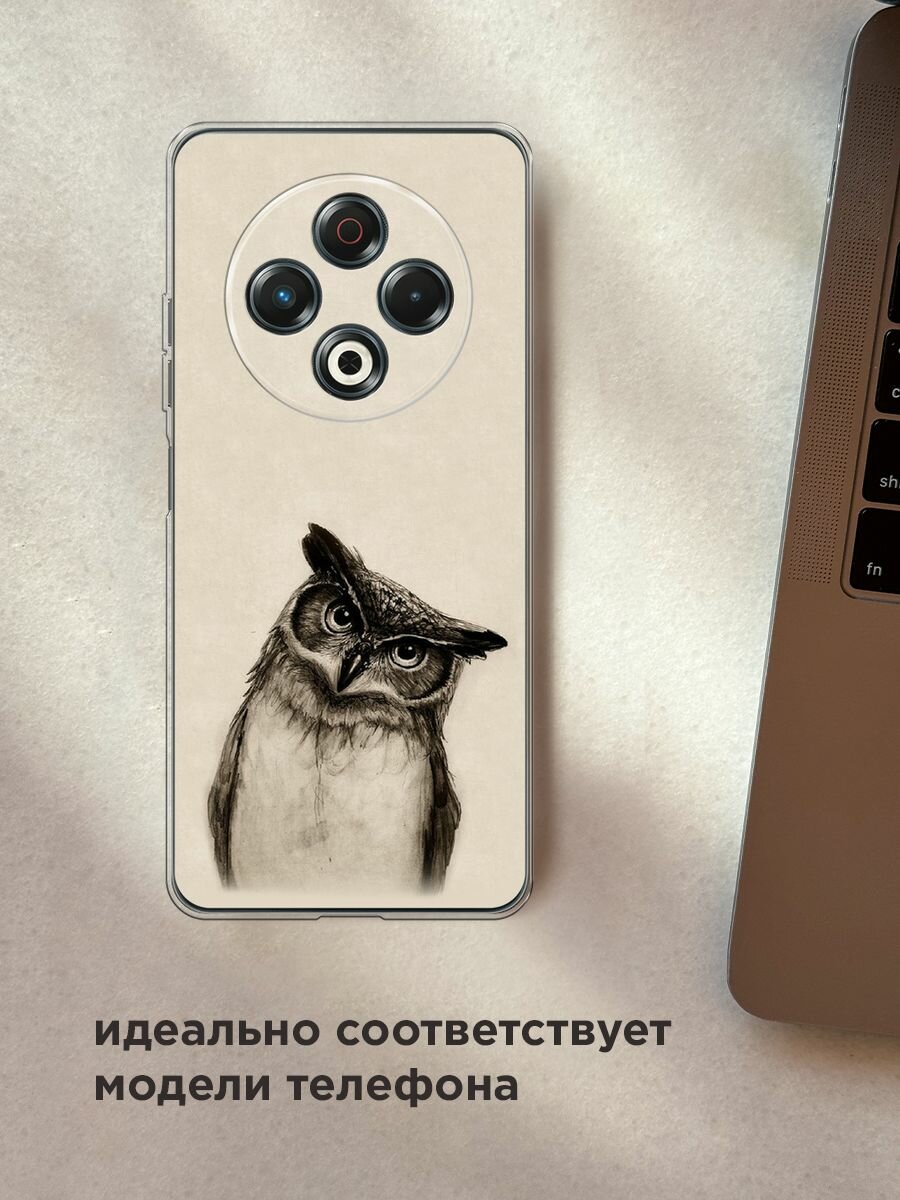 Силиконовый чехол на Tecno Spark 30 / Текно Спарк 30 с принтом "Сова" — фото 1