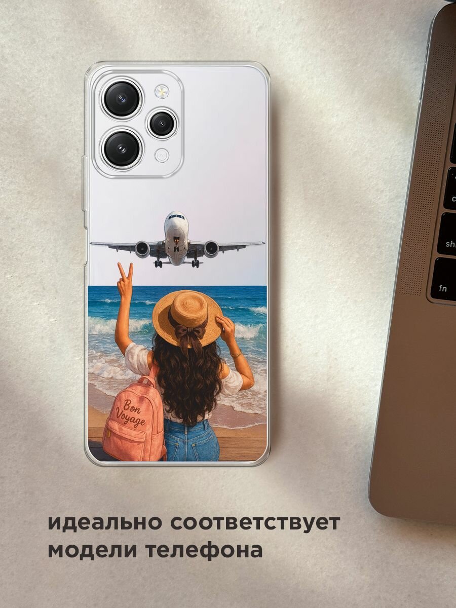 Чехол на Xiaomi Redmi 12 5G / Сяоми Редми 12 5G с принтом "Bon Voyage", прозрачный — фото 1