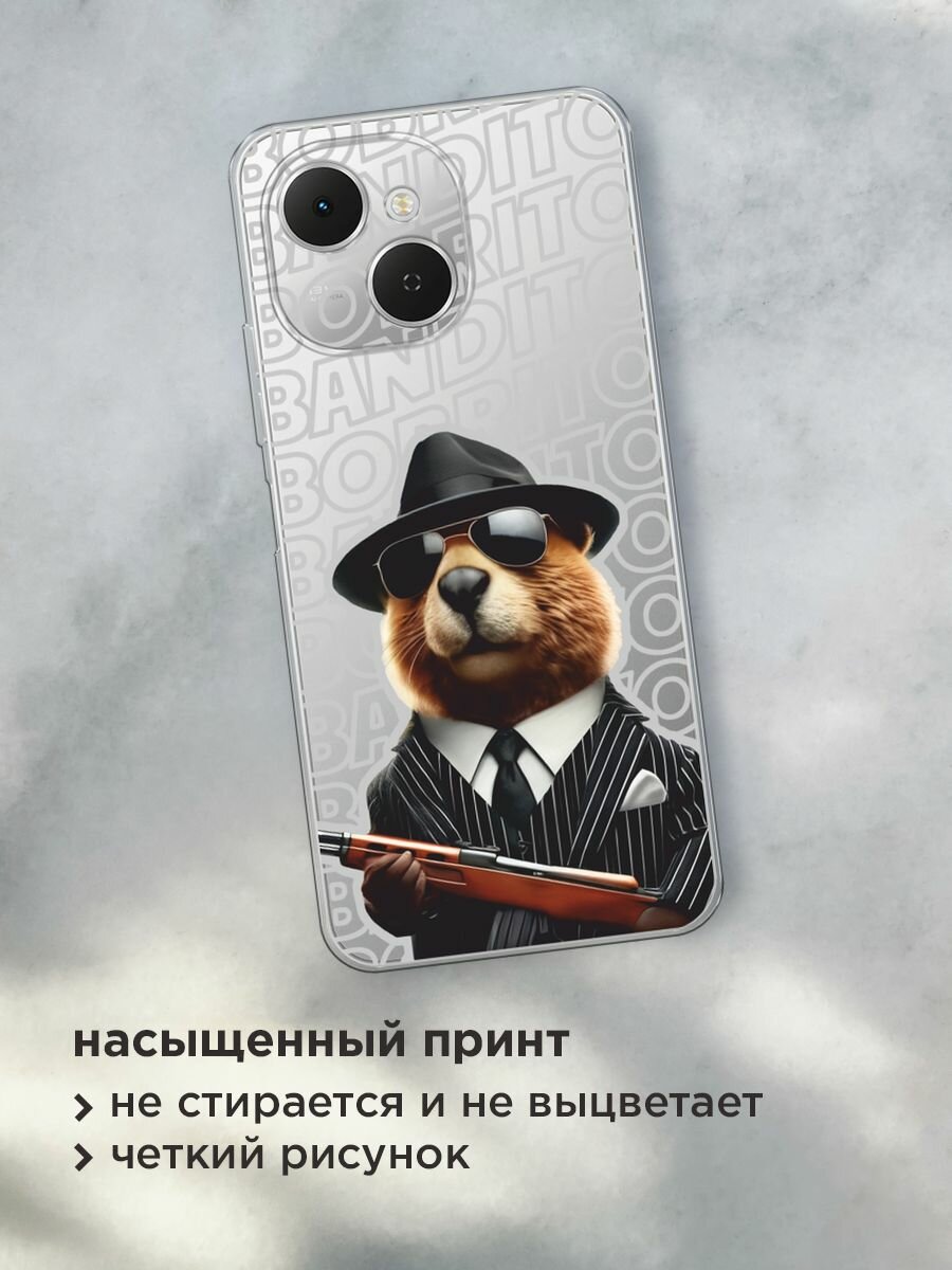 Чехол на Tecno Spark 40C / Текно Спарк 40C с принтом "Бобрито бандито 2", прозрачный — фото 1
