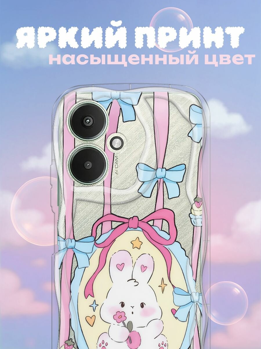 Чехол на Xiaomi Redmi 13C/Poco C65 / Редми 13C/Поко C65 с принтом "Кролик с ромашкой 1" — фото 1