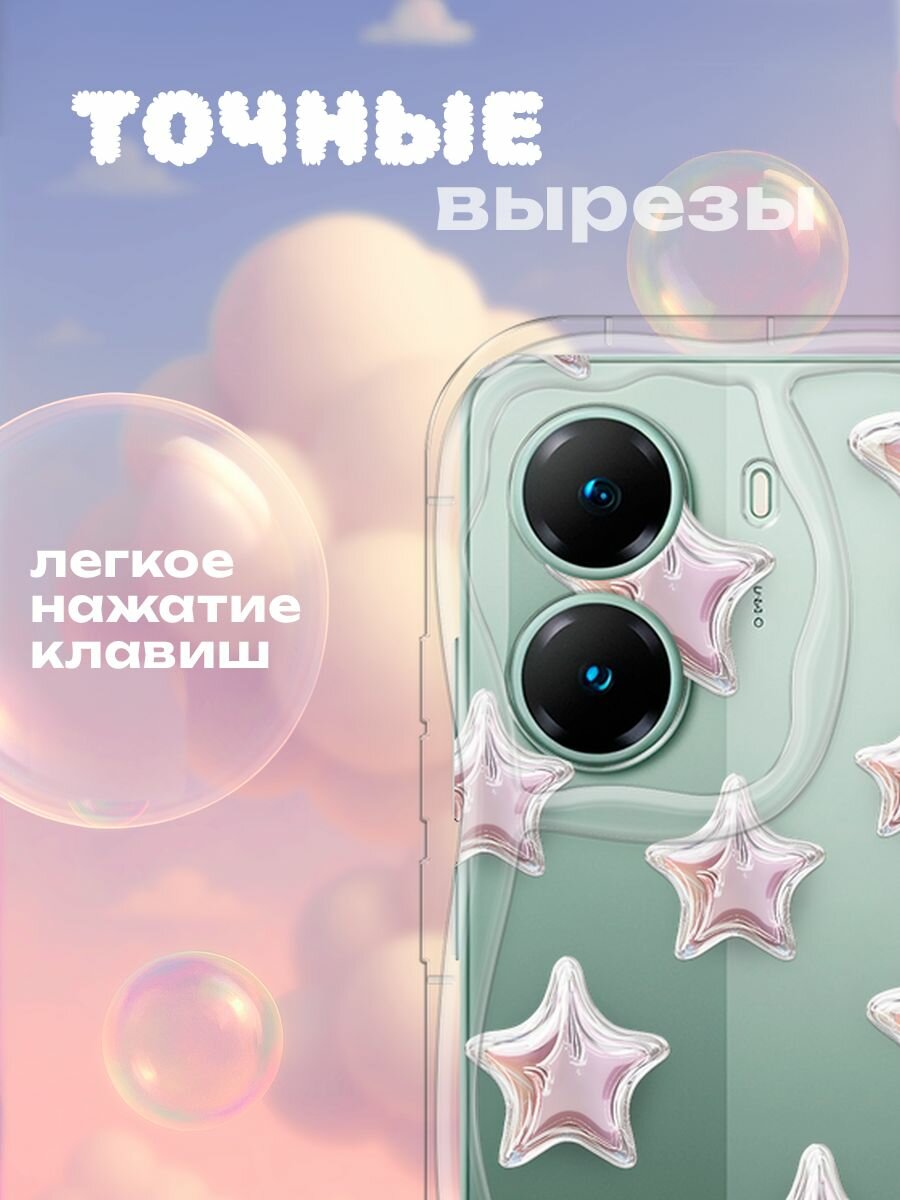Чехол на Poco X7 Pro / Поко x7 pro с принтом pink stars, прозрачный — фото 1