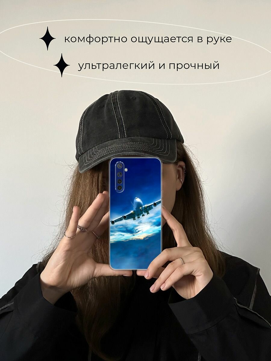 Силиконовый чехол на Realme 6 / Реалми 6 с принтом "Самолет в небе" — фото 1
