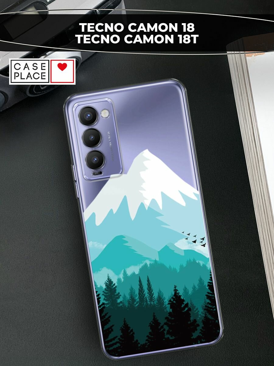 Чехол на Tecno Camon 18/18T / Текно Камон 18/18T с принтом "Синяя снежная гора", прозрачный