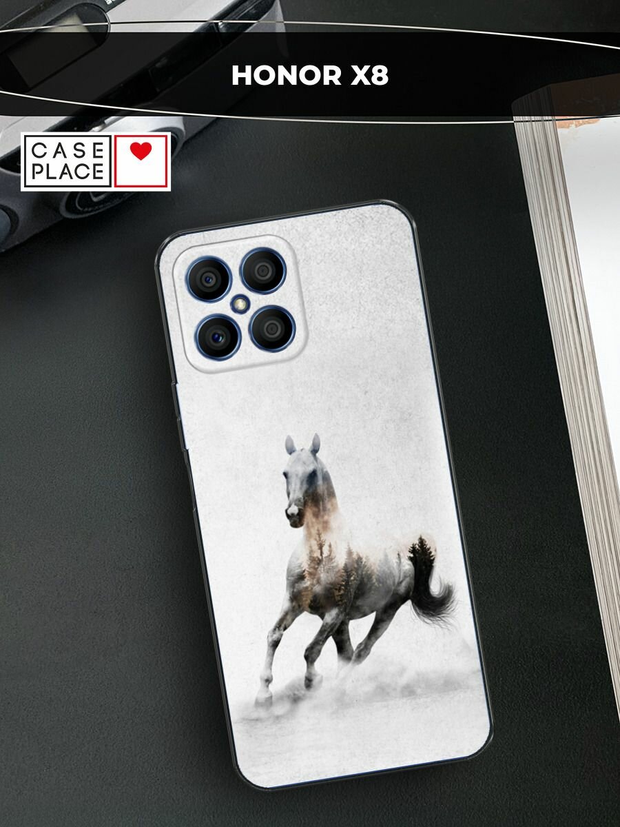 Силиконовый чехол на Honor X8 / Хуавей X8 с принтом "Лошадь лес"