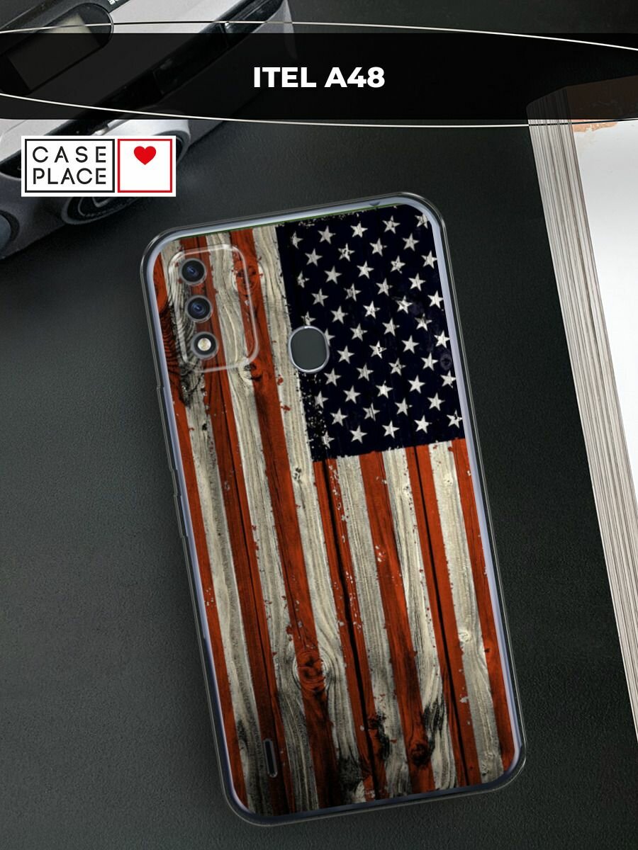 Силиконовый чехол на Itel A48 / Ител А48 с принтом "США"