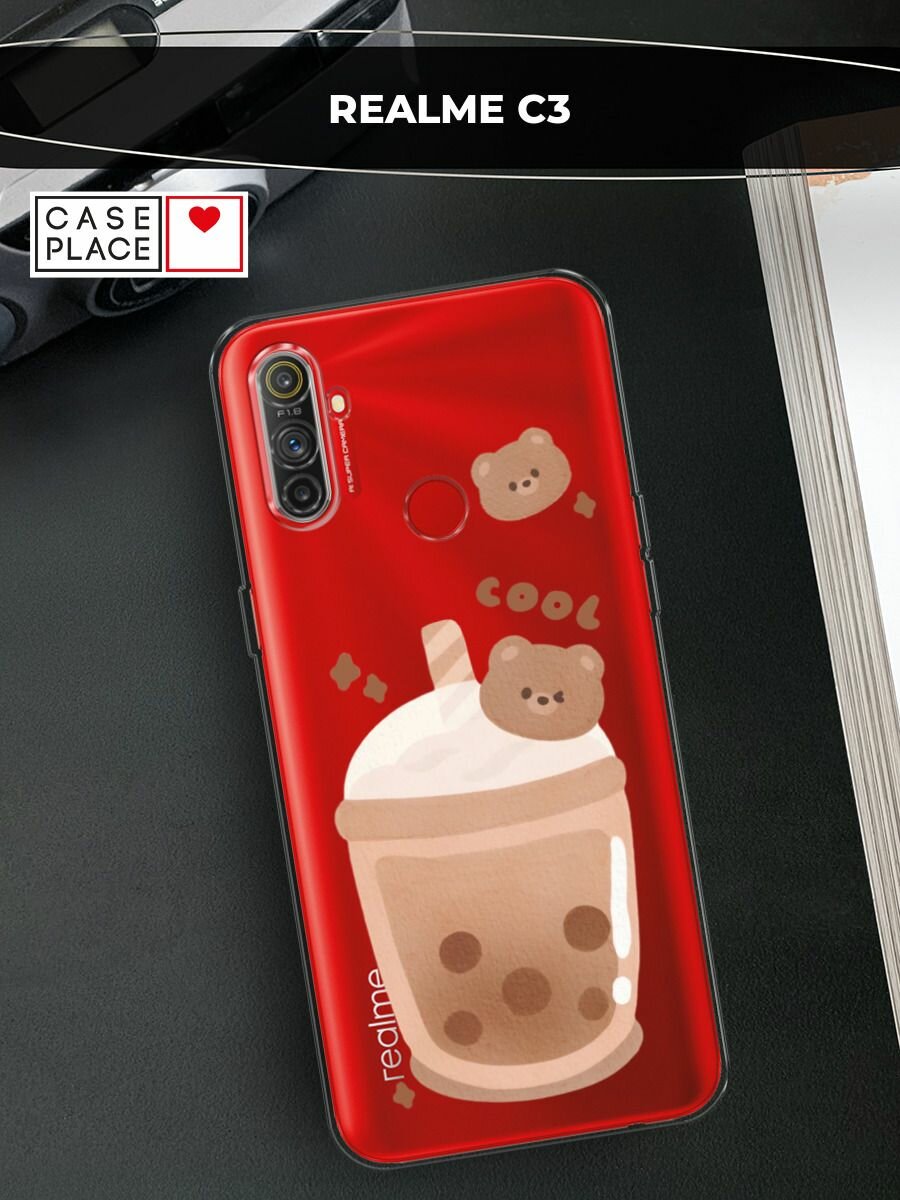 Чехол на Realme C3 / Реалми C3 с принтом "Кофе 2", прозрачный