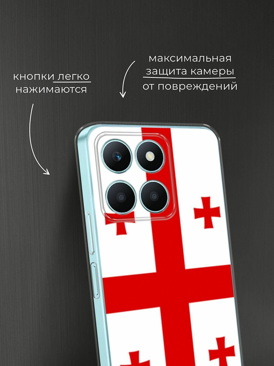 Силиконовый чехол на Honor X6A / Хонор X6A с принтом "Флаг Грузии" — фото 1