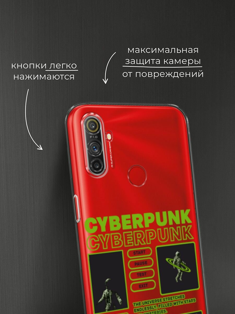 Чехол на Realme C3 / Реалми C3 с принтом "Cyberpunk", прозрачный — фото 1
