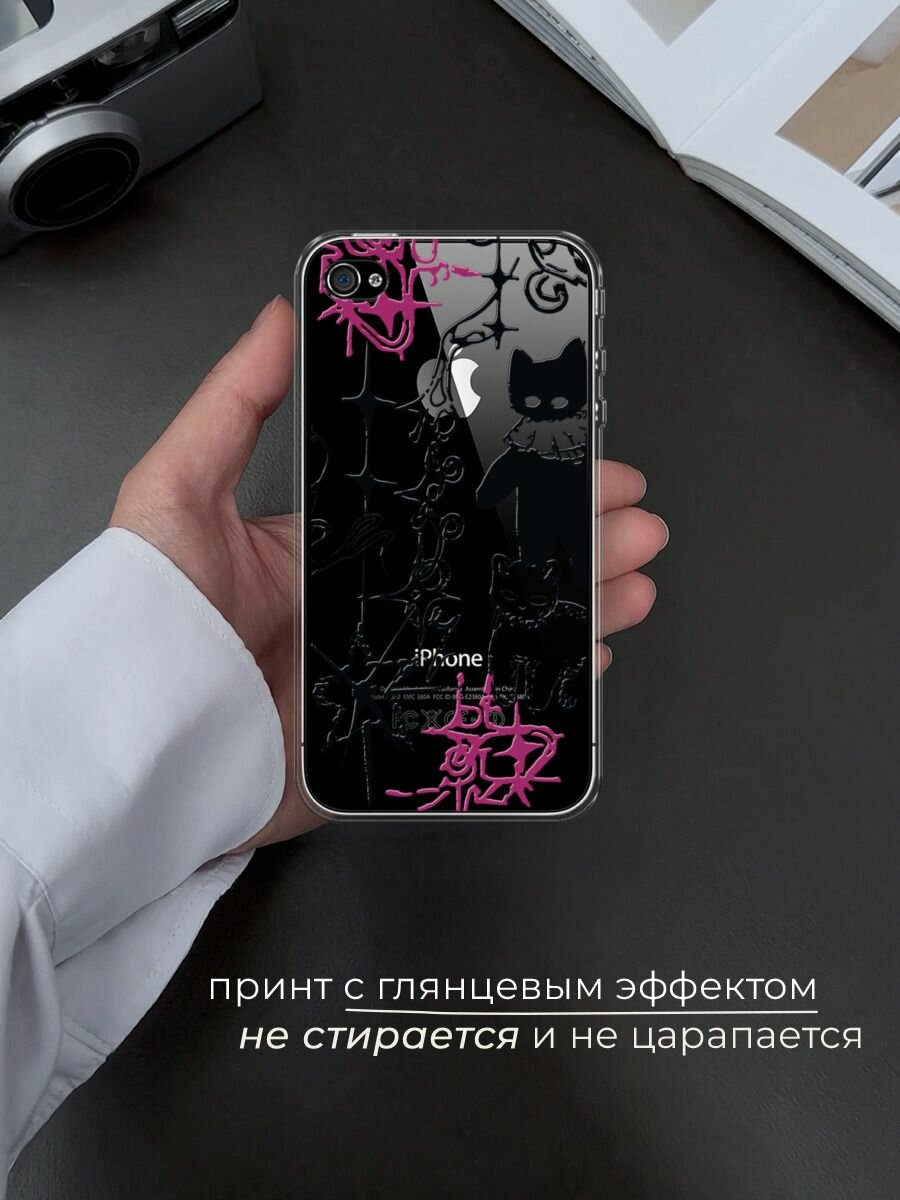 Чехол на Apple iPhone 4/4S / Айфон 4/4S с принтом "Готические котики" — фото 1